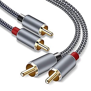 Goalfish RCA Cable, 2-Male to 2-Male RCA Audio Stereo Subwoofer Cable [2Pack,Hi-Fi Sound,Shielded] Auxiliary Audio Cord for Home Theater, HDTV, Amplifiers, Hi-Fi Systems,Speakers- 6 Feet, Top Series