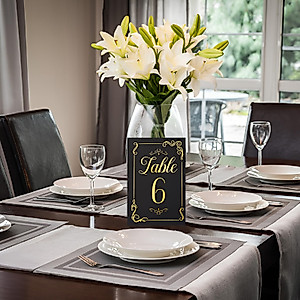 31 Pieces Wedding Table Numbers 1-30 with Head Table Numbers Double Sided 4x6in Elegant Stamping Table Numbers Cards for Wedding Reception, Party, Birthday, Event (Black)