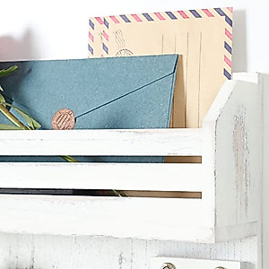 Mutsault Key Holder for Wall, Wall Mounted Mail Organizer with 6 Metal Key Hooks, Key Racks for Home Entryway Decor, Rustic Paulownia Wood