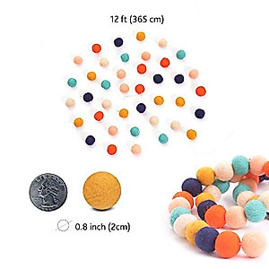 Glaciart One Felt Ball Garland - Pom Pom Garland - 12 Feet, 40 Balls, 6 Arizona Colors, Pom Pom Decorations, Nursery Decor, Bunting, Birthday Party Decorations, Easter, Photo Prop
