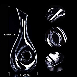 USBOQO HBS 1.2 Liters Lead-Free Premium Crystal Glass Red Wine Decanter, Clear