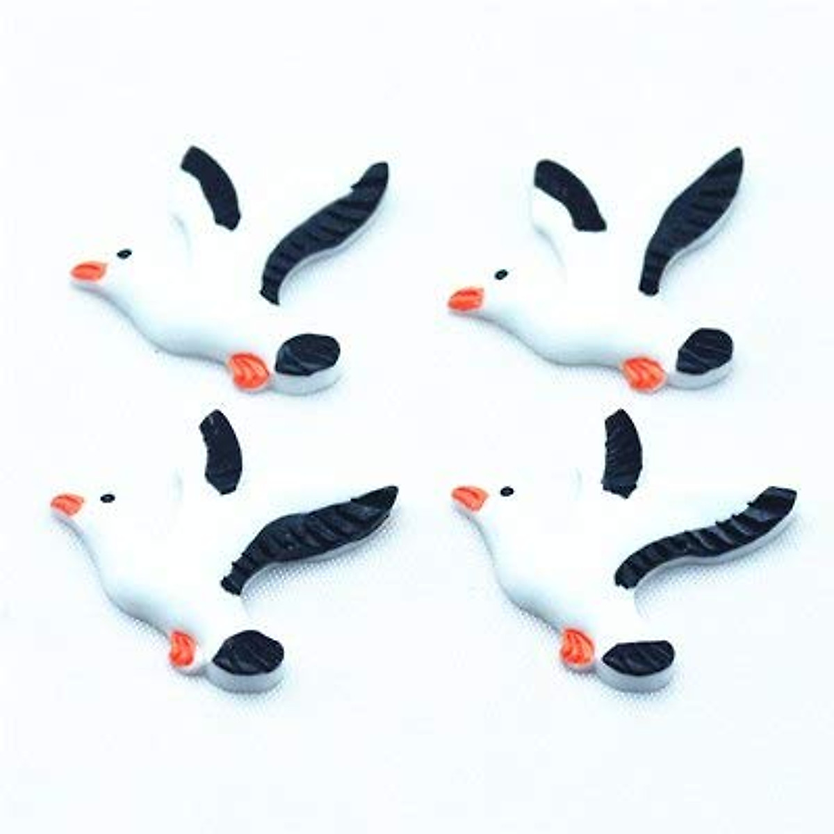 ZAMTAC 31mmX31mm 20PCS Resin Flatback Seagulls|Flatback Sea Beach Miniatures|Summer Holiday Miniatures - (Color: Black COLOR-20PCS)
