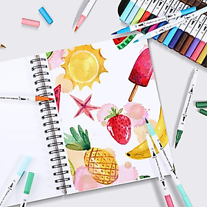 Ohuhu Marker Pads Art Sketchbook, 7.6"x10" Large Paper Size, 120LB/200GSM Heavy Smooth Drawing Papers, 60 Sheets/120 Pages, Spiral Bound Sketch Book for Alcohol Markers Christmas Gift