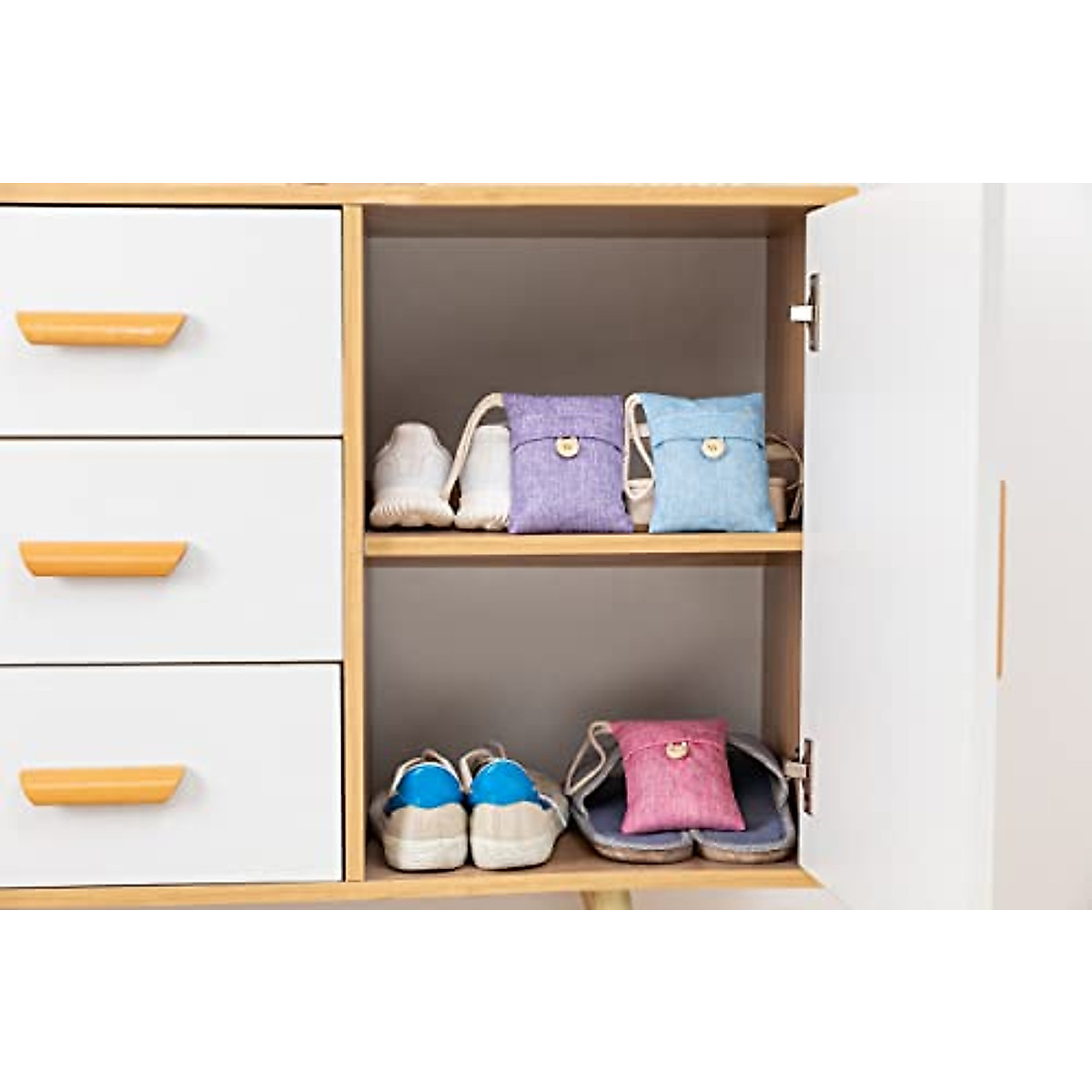 Tskijun 7 Packs Bamboo Charcoal Air Purifying Bag, New House Smell Absorber, Moisture Absorber, Car Air Freshener, Shoe Deodorizer, Also for Pet, Closet (7 * 100g)