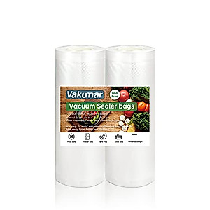 Vakumar Vacuum Sealer Bags 2 pack 11''x60' Rolls for Food, Seal a Meal, Commercial Grade, BPA Free, Commercial Grade, Great for Storage, Meal prep and Sous Vide