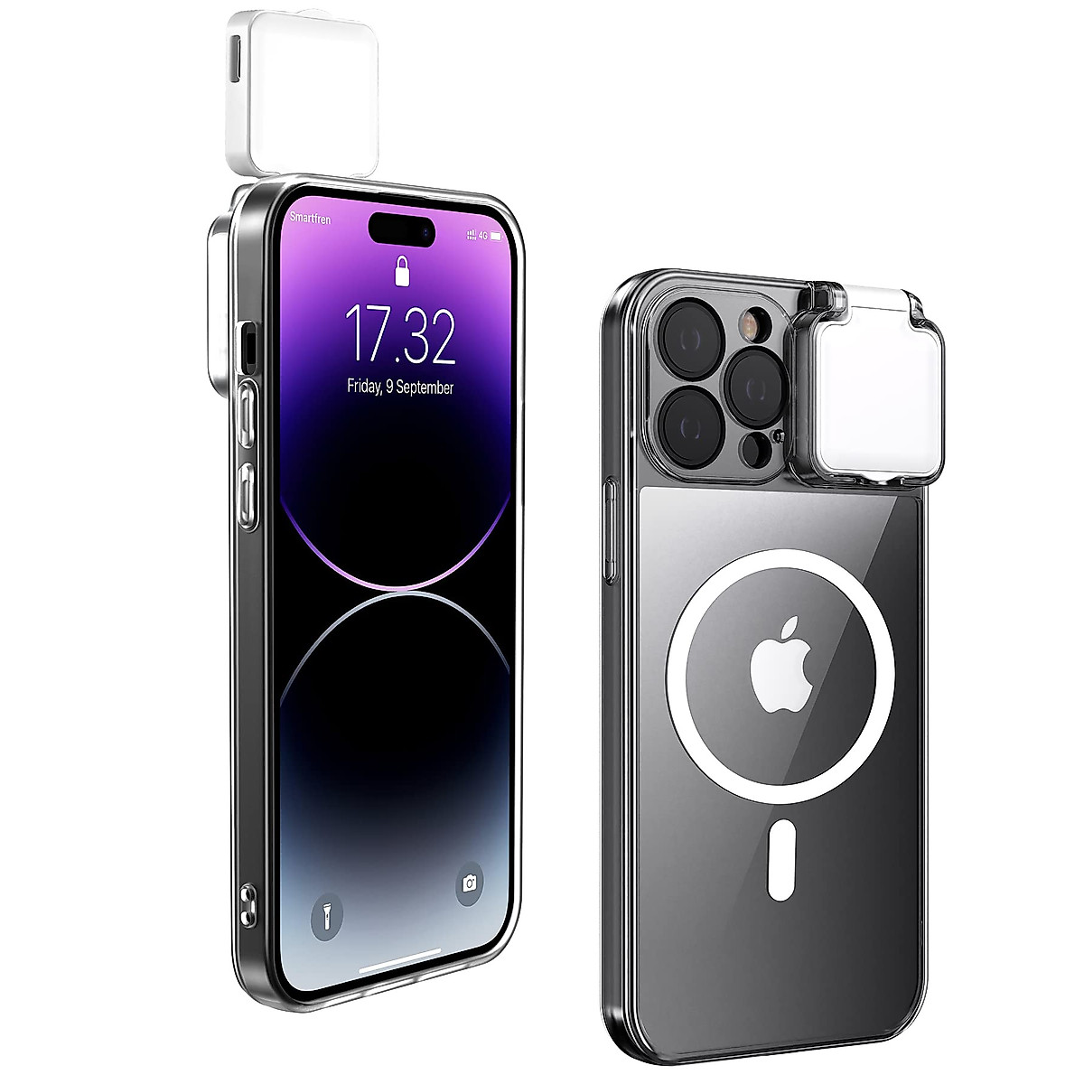 CEXHG Magnetic Case with LED Selfie Light for iPhone 13 Pro Max Case Rechargeable Portable Phone Ring Light for Selfie, Makeup, Tiktok, Live Stream Clear