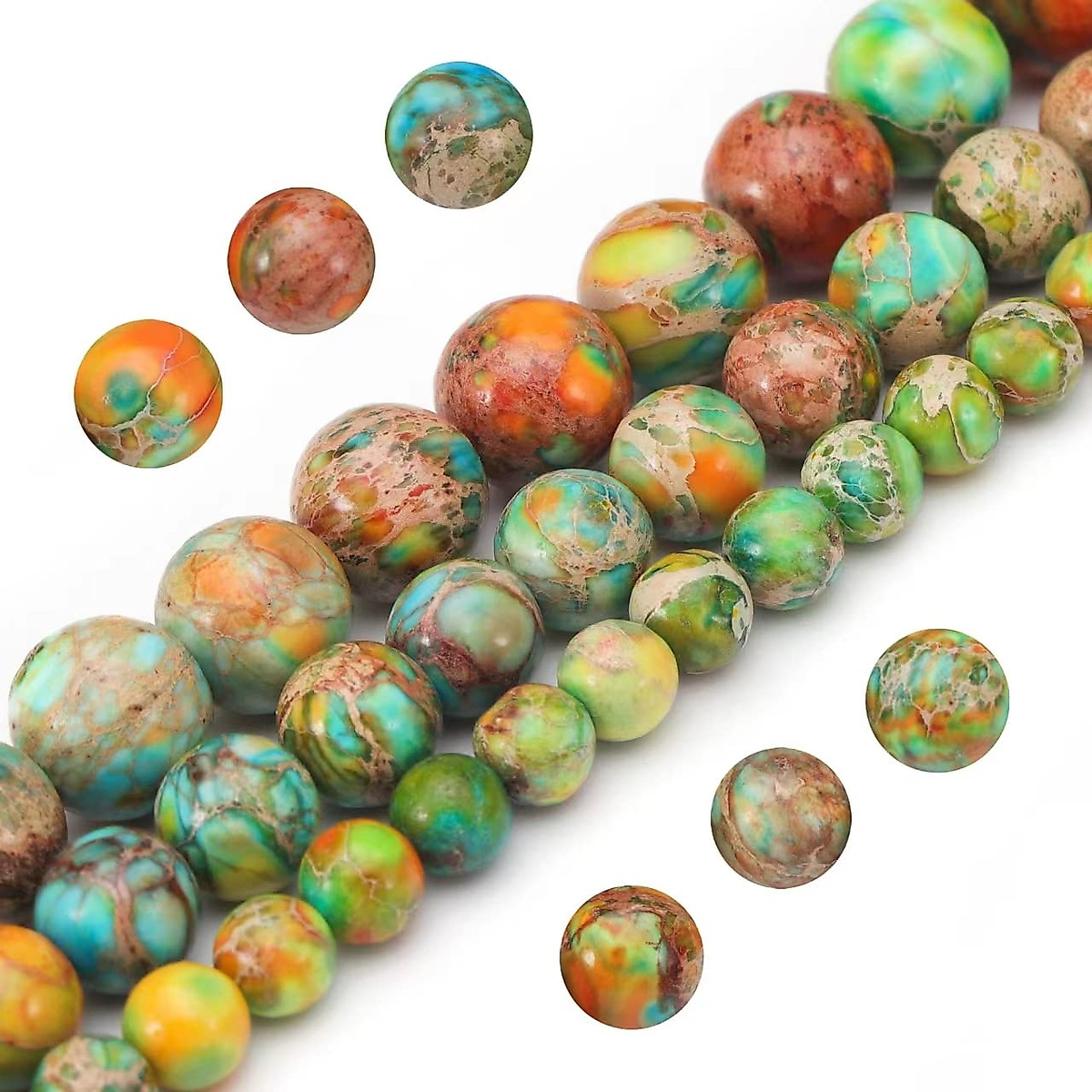 Youngbling Natural Gemstone Beads for Jewelry Making,8mm Orange Imperial Jasper Polished Round Smooth Stone Beads,Genuine Real Stone Beads for Bracelet Necklace 15 Inch