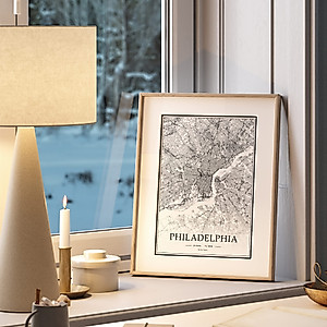 Dear Mapper Philadelphia United States View Abstract Road Modern Map Art Minimalist Painting Black and White Canvas Line Art Print Poster Art Line Paintings Home Decor (Set of 3 Unframed) (12x16inch)