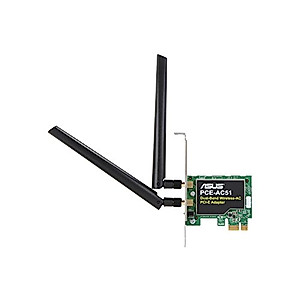 ASUS AC750 Dual Band PCIe WiFi Adapter (PCE-AC51) - Compatible with PCIe x1/x16 slot, Detachable Antennas for Flexible Placement, Easy Setup, Supports Window Windows 10/8.1/7, Linux