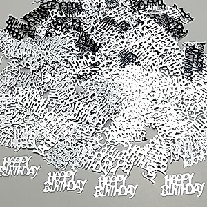 Hrovsur Happy Birthday Confetti for table - Silver Birthday Decorations Silver Table Confetti Sprinkling Scatter Birthday Party Decoration Supplies , Silver Party Table Decorations, Party Supplies (Silver)