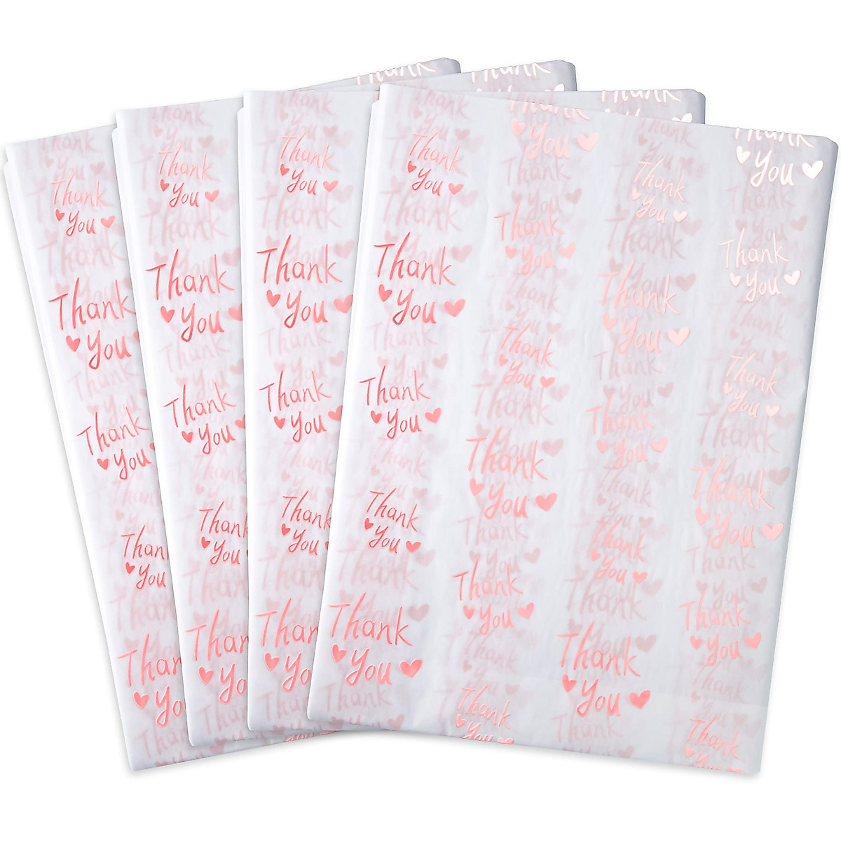 MR FIVE 100 Sheets White with Pink Thank You Tissue Paper Bulk,20" x 14",Pink Thank You Tissue Paper for Packaging,Gift Bags,Pink Tissue for Small Business