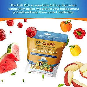 Bluapple Classic Produce Saver 15-Month Bundle, Vegetable & Fruit Fresh Produce Protector, Ethylene Gas Absorber, Food Freshness Extender, Fresh Fruit Preserver, Vegetable Saver, USA-Made BPA-Free