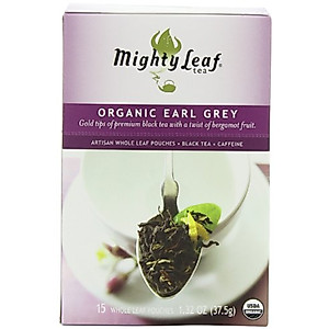 Mighty Leaf Black Tea, Organic Earl Grey, 15 Pouches (Pack of 3) Package May Vary