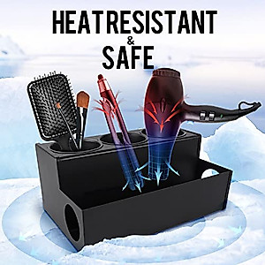 Hair Dryer Holder Wall Mounted, Bathroom Counter Hair Accessories Organizer, Stainless Hair Tool Organizer Countertop Bathtub Tray for Hair Styling Tools Storage Blow Dryer Holder Make up Organizers