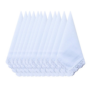 MemoryHanky Ladies Bridal Wedding Crochet Lace Handkerchiefs 60s Cotton Hankies Size 11.8"