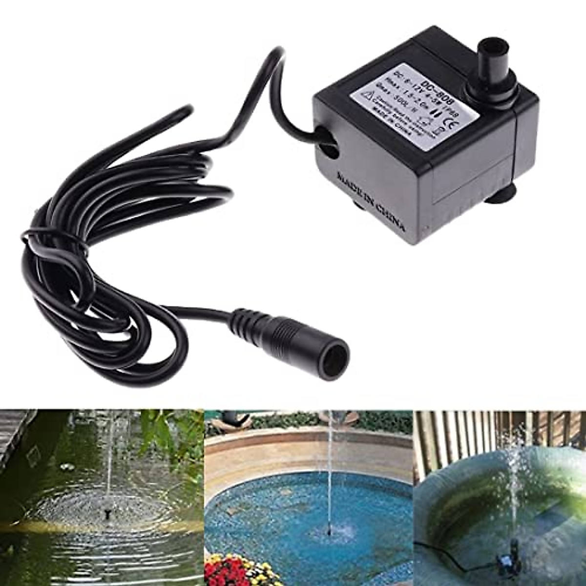 Eioflia Mini Water Pump Waterproof Small Sinking Pump Low Noise Garden House Watering Tool DC 6-12V 5W.