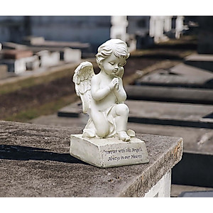 Artisan Flair Praying Angel Figurines,Resin White Cherubs Statues,Home Garden Memorial Angel Sculpture-6.5 Inch