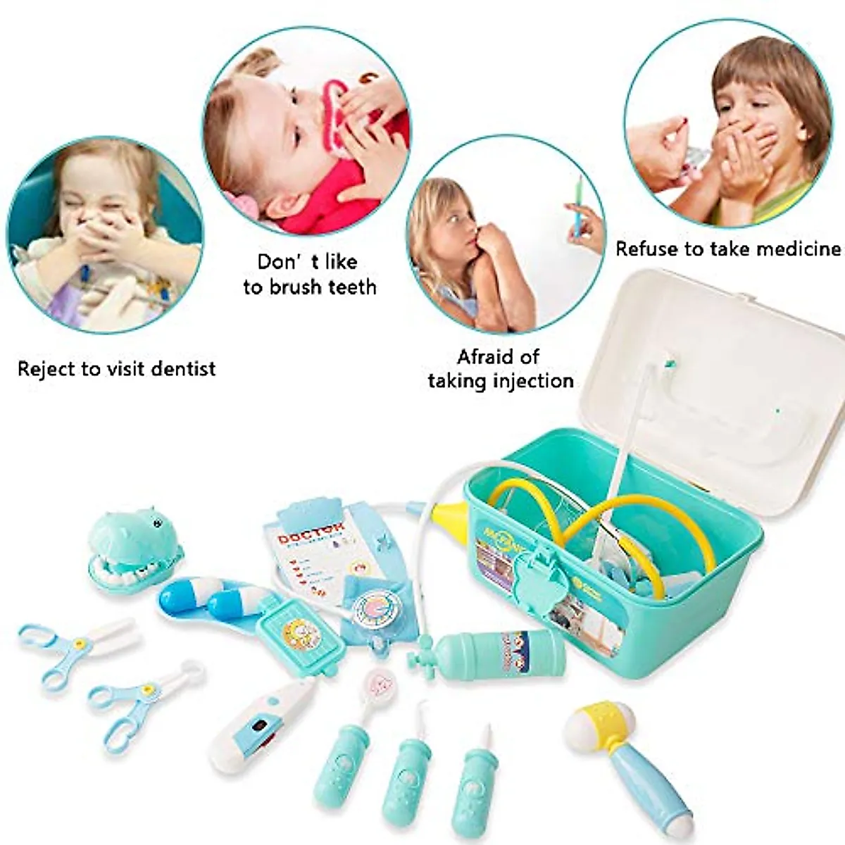 MCFANCE Toy Doctor Kits 48Pcs Pretend Play Doctor Kit Toys Stethoscope Medical Kit Imagination Play for Kids 3 Years