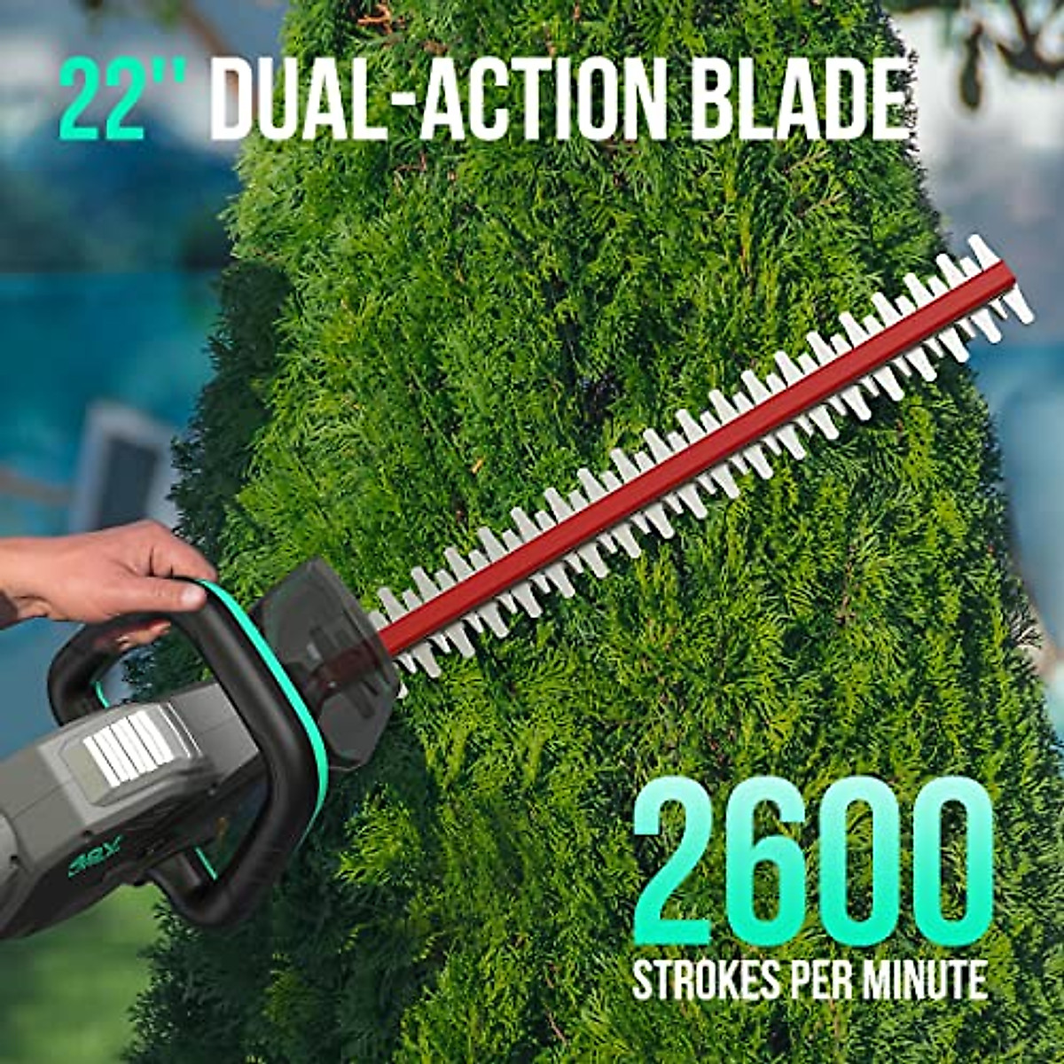 Litheli Cordless Hedge Trimmer 22″, 40V Battery Bush Trimmer Electric Hedge Trimmer for Pruning, with 2.0AH Battery and Charger
