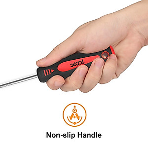 XOOL Magnetic Screwdriver Set 10PCS, 5 Phillips and 5 Flat Head Tips Professional Cushion Grip Screwdriver Non-Slip for Repair Home Improvement Craft