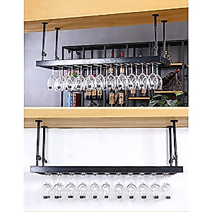 Wine Racks Metal Wine Rack, Glassware Rack, Hanging Wine Rack, Hanging Goblet Rack, Creative Wine Glass Holder (Black) (Size : L100*35CM)
