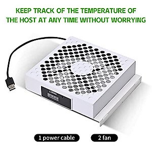G-STORY Cooling Fan for Xbox Series S with Automatic Fan Speed Adjustable by Temperature, LED Display, High Performance Cooling, Low Noise, 3 Speed 1500/1750/2000RPM (140MM) with RGB LED (WHITE))