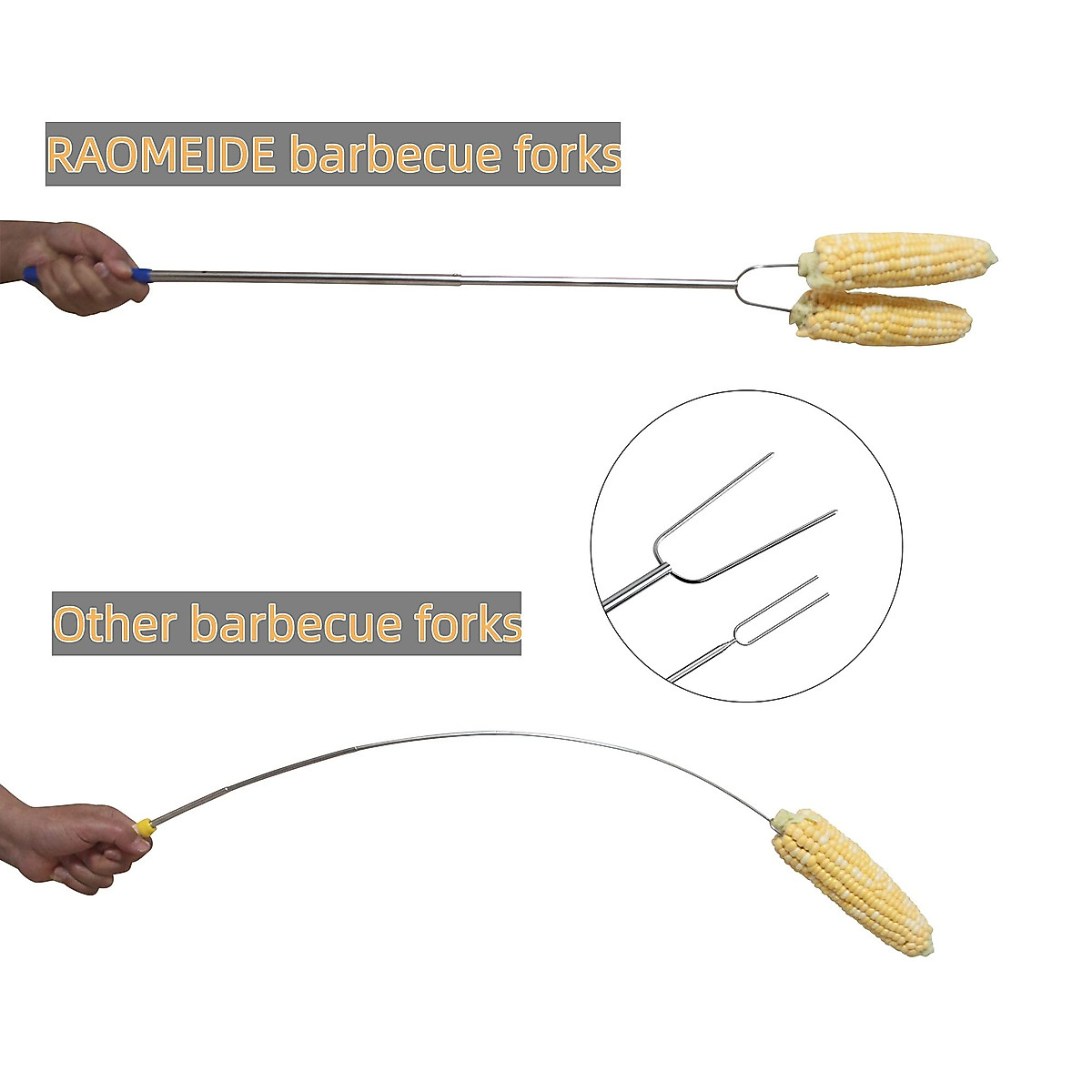 RAOMEIDE 32" Heavy Duty Marshmallow Roasting Sticks, Smores Sticks for Fire Pit Long, Hot Dog Sticks for Campfire, Smores Skewers for Marshmallows 2 Pack