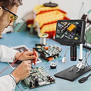 HDMI Digital Microscope LINKMICRO LM407 7'' LCD Digital Microscope for Adults 270X Soldering Microscope with Screen 1080P Photo&Video Metal Stand UV Filter for PCB Repair SMD Soldering