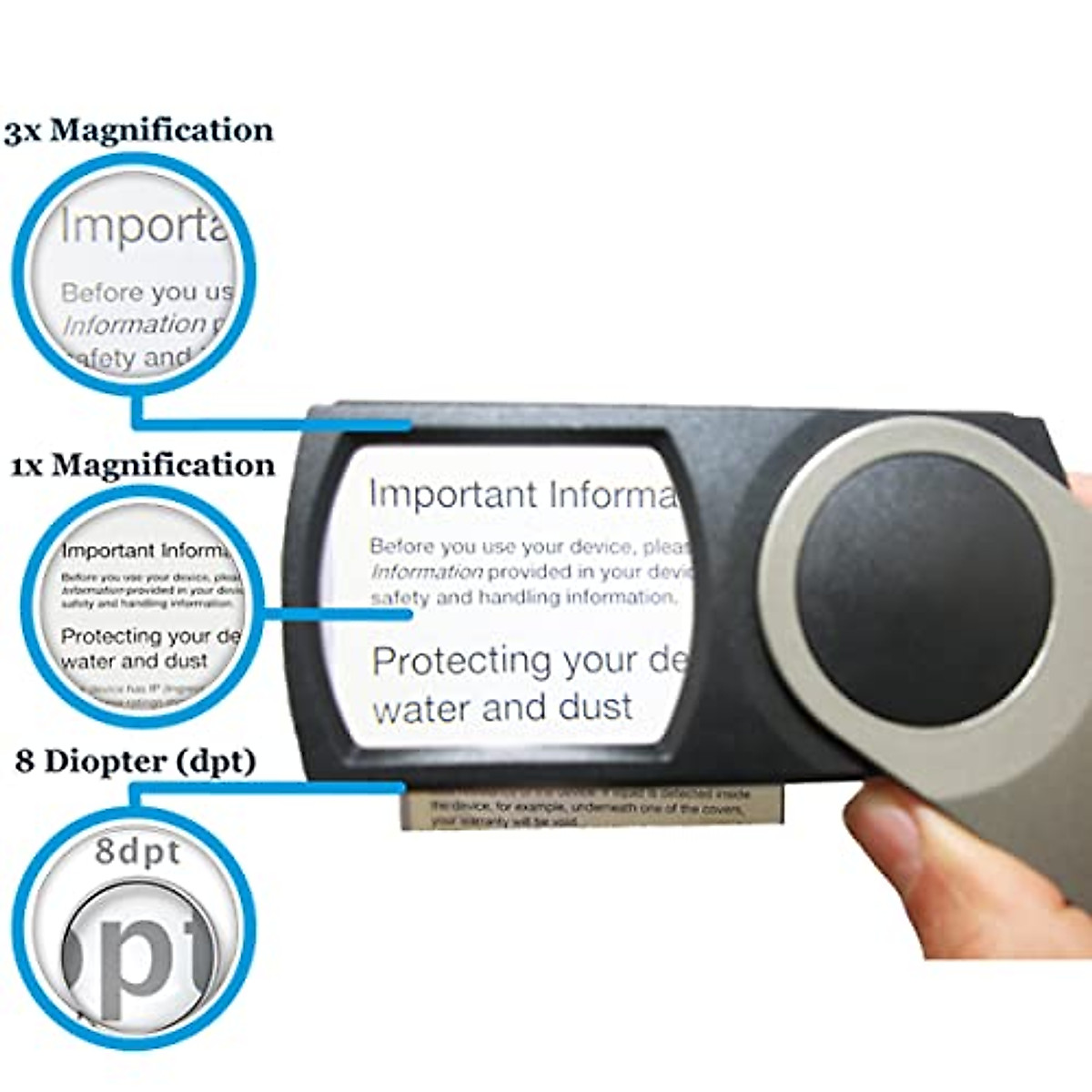 Premium Pocket Magnifying Glass with LED Light 3X; Small EasY Magnifier Hand Held Lighted Magnify Glasses for Reading Tiny Print, Menu, Pill Bottles; Mini Lens for Visually Impaired A Low Vision Aid