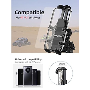 ZIDIYORUO Anti-Vibration UTV Phone Mount Heavy Duty, Full Protection UTV Phone Holder with Aluminum Bracket Fit for 1.75-2" Roll Cage, Adjustable UTV Cell Phone Holder Holds 4.7-7.1" Phones