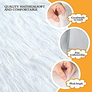 Qi propitious 4 Pieces 10 x 10 Inch Faux Fox Fur, Fluffy Fabric Squares Bulk, Shaggy Fur Patches Fake Fur for Crafts, Sewing Costume, Chair Cover, Seat Cushion