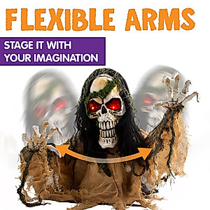 JOYIN Halloween Decoration Animated Zombie Groundbreaker, Light-up Skeleton Zombie Groundbreaker Prop with Creepy Sound for Halloween Outdoor, Lawn, Yard, Patio Decoration, Haunted House Decoration