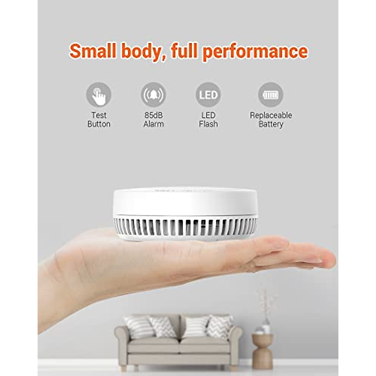 Jemay 7 Pack Smoke Detector, Fire Alarm Battery Powered, Smoke Alarm with Enhanced Photoelectric Sensor, Smoke Detectors with LED Indicator & Silence Button, Fire Detector Include Magnets and Screws