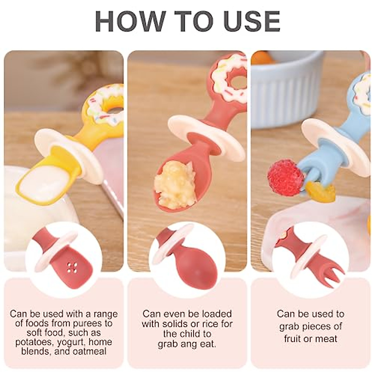 3 Pack Baby Fork and Spoon Set Suction Baby Self Feeding Utensils 6-12 Months Anti-Dropping Training Spoons For Baby Led Weaning, Silicone Toddler Utensils Feeding Supplies First + Second Stage, Red