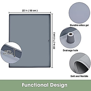 Puricon Under Sink Mat, 28” x 22” Under Sink Mats for Kitchen Waterproof, Silicone Under Sink Liner Under Cabinet Rubber Mat Protector, Flexible Under Sink Drip Tray for 30” Bathroom Cabinet -Gray