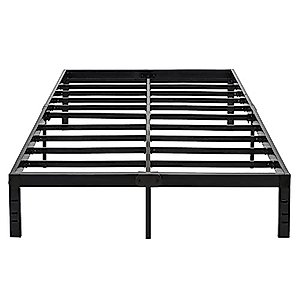 Eavesince King Bed Frame 14 Inch High Max 1000 Pound Steel Slat Support Heavy Duty Sturdy Metal King Size Platform No Box Spring Needed Easy Assembly Noise Free Black