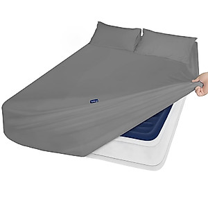 Extra Deep Pocket Queen Sheet Set and Mattress Pad Cover, Cooling Quilted Mattress Topper fits 16-24 Inches Deep Mattresses