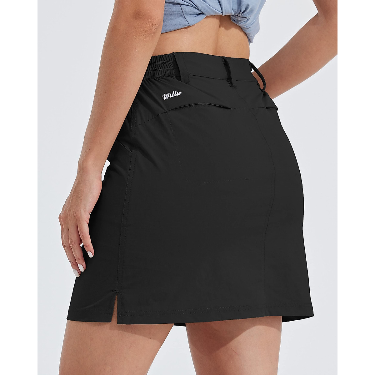 Willit Women's Skorts Golf Casual Skort Skirts UPF 50+ Quick Dry Zip Pockets Outdoor Hiking Black S