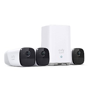 eufy Security, eufyCam 2 Pro Wireless Home Security Camera System, 3-Cam Kit, 365-Day Battery Life, 2K Resolution, HomeKit Compatibility, No Monthly Fee (Renewed)