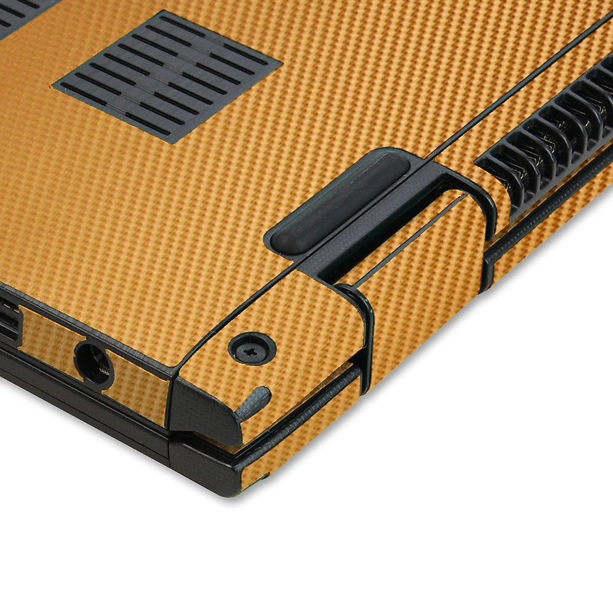 Skinomi Gold Carbon Fiber Full Body Skin Compatible with Toshiba Satellite Radius (2015, 14 inch)(Full Coverage) TechSkin with Anti-Bubble Clear Film Screen Protector