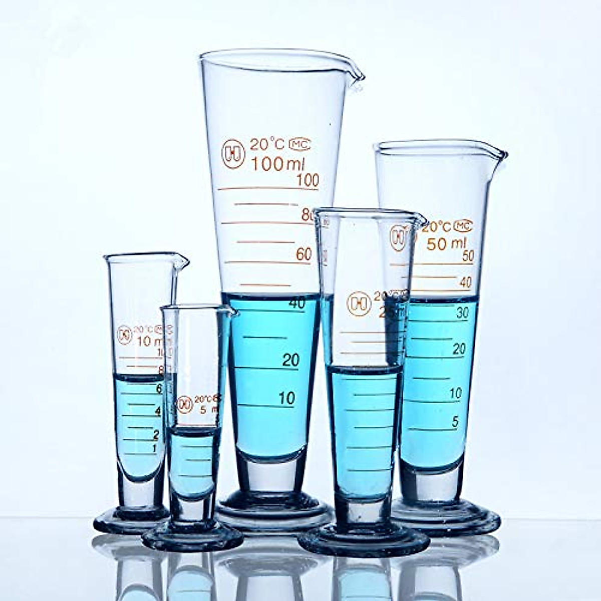 Professional Lab Graduated Measuring Cup Glass Conical Beaker with Spout 50ml Lab Measuring Glass Boro 3.3 Heat Resistant Thicken Glassware (50ml)