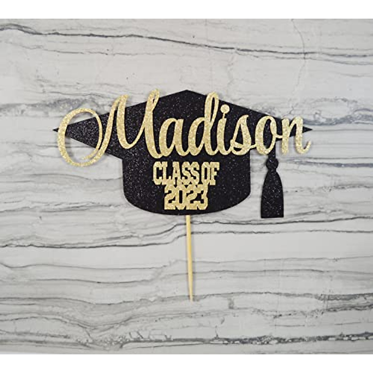 Personalized 2023 Graduation Cap Glitter Paper Party Cake Topper