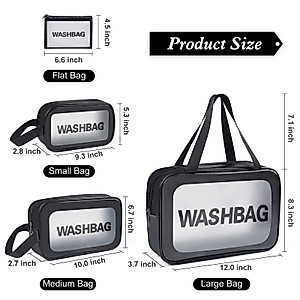 YuanCheng 4pcs PU Leather Portable Toiletry Bags with Handle, Translucent Waterproof travel Make up Bags for Women, Large Capacity Travel Cosmetic Bags