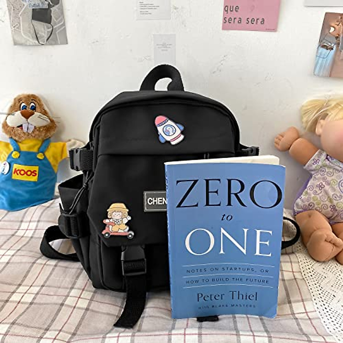 Yevin Anti Theft Backpack Crossbody Bags Travel Purse Convertible Backpack Ladies Nylon Waterproof Backpack for Women and Girl（Black）