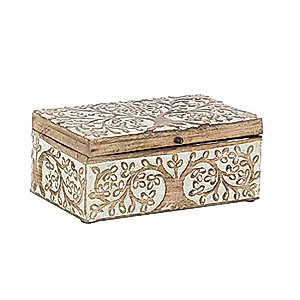 Deco 79 Mango Wood Floral Box with Hinged Lid, Set of 3 8", 10", 12"W, Brown