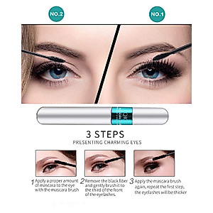 4D Silk Fiber Lash Mascara, 2 in 1 Thrive Mascara For Natural Lengthening And Thickening Effect(Pack of Dark Cyan)