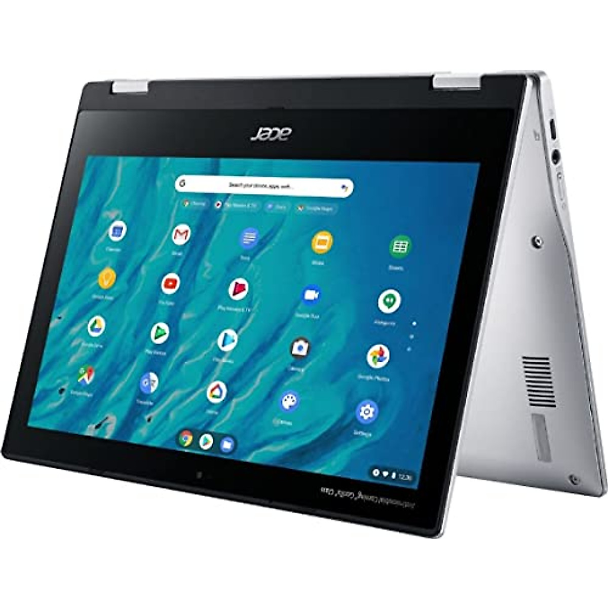 Acer 2023 Newest X360 Chromebook Spin 2-in-1 Convertible Laptop Student Business,8-Core MediaTek MT8183C Processor,11.6‘ HD Touch IPS,4GB RAM,64GB eMMC,WiFi 5,Chrome OS+MarXSolCables,Pure Silver