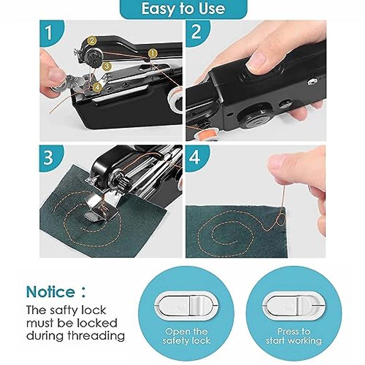 Handheld Sewing Machine,Mini Sewing Machine for Beginners and Adults Quick Stitching,Portable Sewing Machine with Sewing Supplies Suitable for Home,Travel,DIY