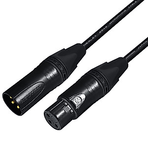 25 Foot - Balanced Microphone Cable CUSTOM MADE By WORLDS BEST CABLES - using Mogami 2549 (Black) wire and Neutrik NC3MXX-B & NC3FXX-B Gold XLR Plugs