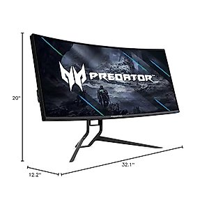 Acer Predator X34 Sbmiiphzx 34" 1900R Curved UWQHD (3440 x 1440) IPS Gaming Monitor | NVIDIA G-SYNC | NVIDIA Reflex Latency | Up to 180Hz | Up to 0.5ms | DCI-P3 98% | 400nit | DP & 2 x HDMI 2.0,Black